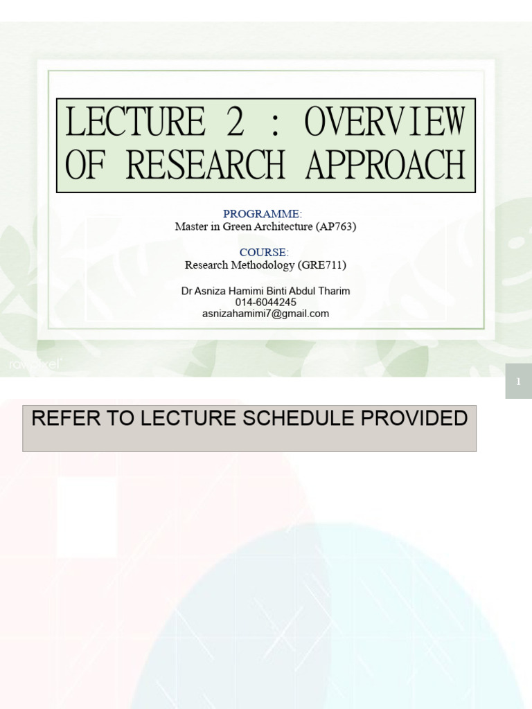 GAE711 Lecture 2 Overview of Research Approach | PDF | Methodology ...