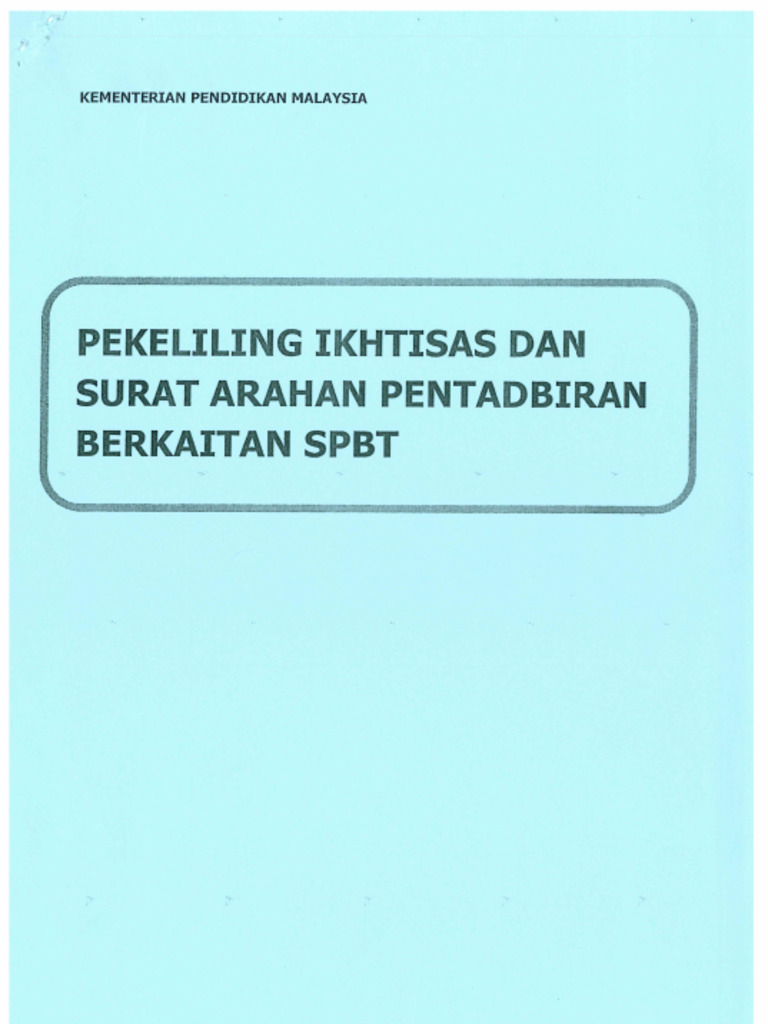 Pekeliling Yang Berkaitan SPBT | PDF