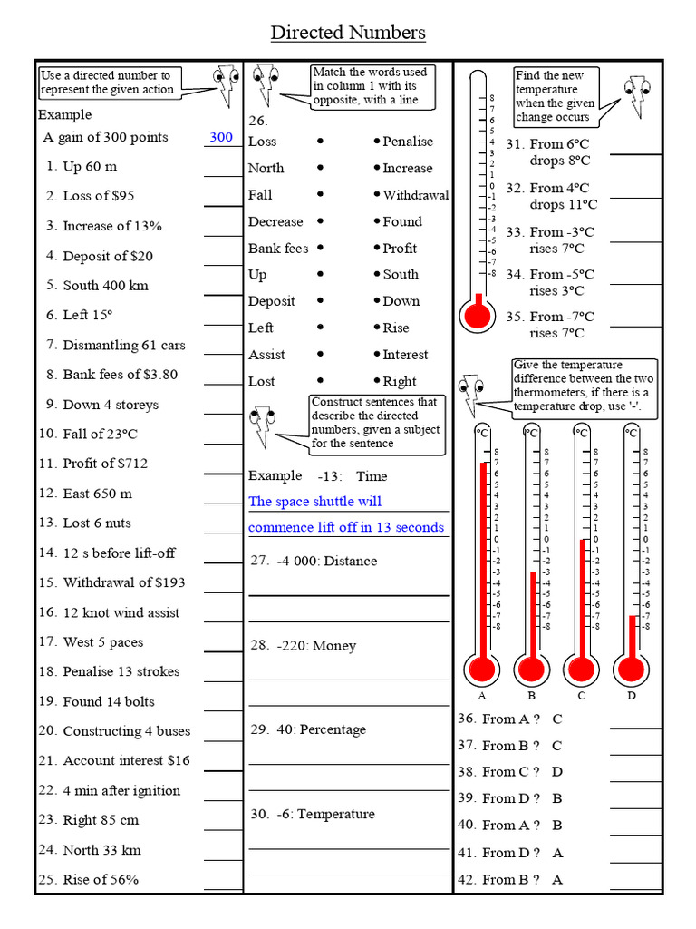 01 Directed Numbers | PDF