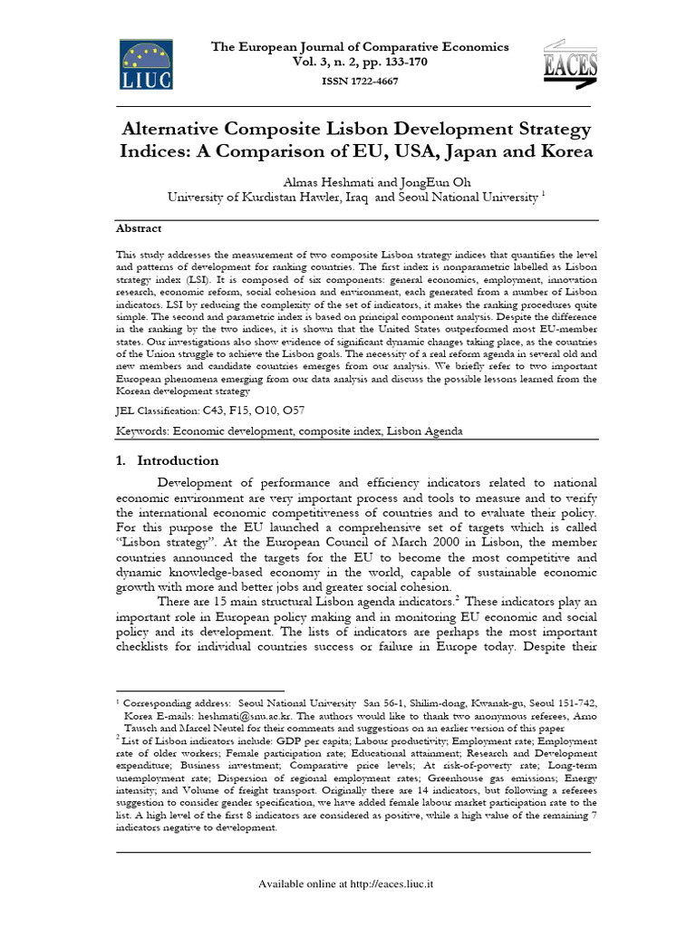 Alternative Composite Lisbon Development Strategy | PDF | Principal Component Analysis | Gross ...