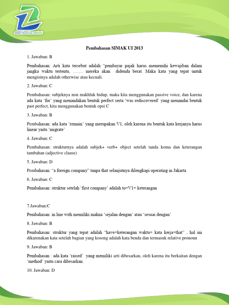 Pembahasan SIMAK UI 2013 | PDF | Komputer