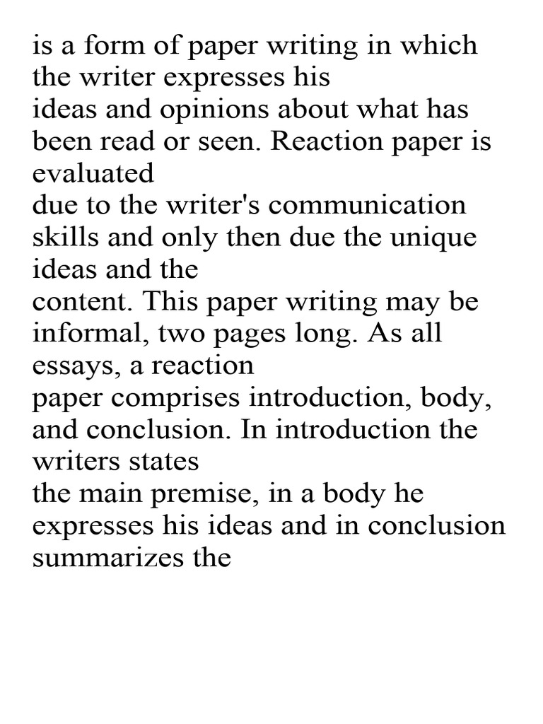 reaction paper example | PDF | Essays | Communication