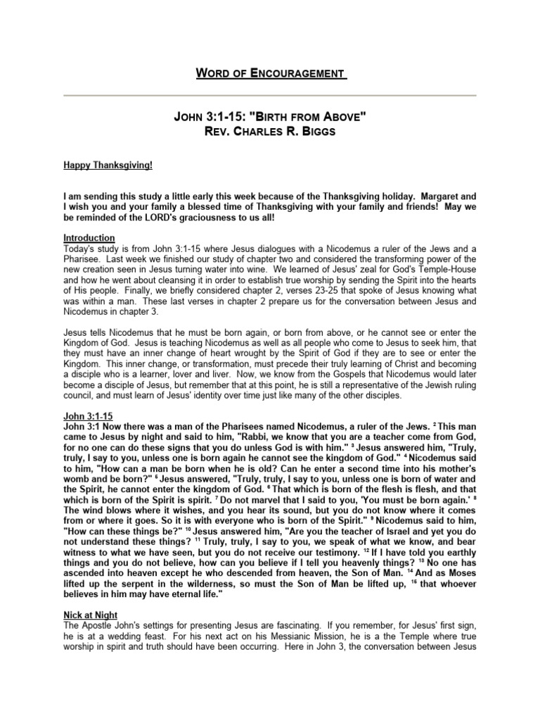 Word of Encouragement John 03a | PDF | Gospel Of John | Born Again