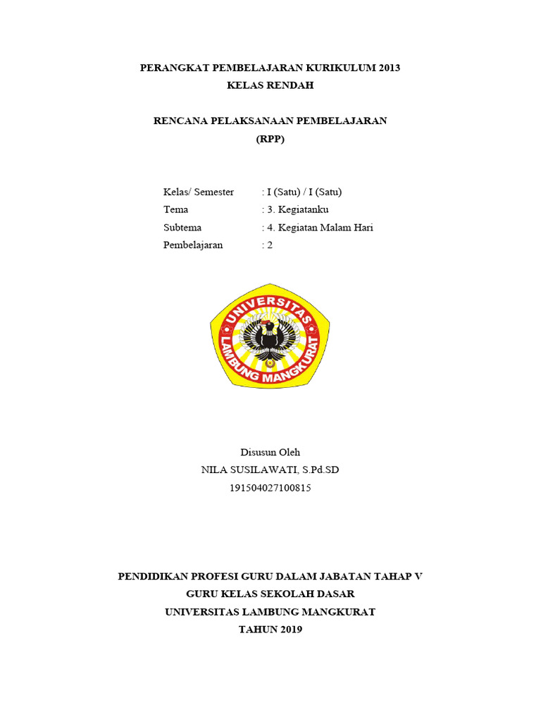 Tugas 1.1. Praktik RPP - Prof. Drs. Rustam Effendi, M.PD, PH.D - NILA ...
