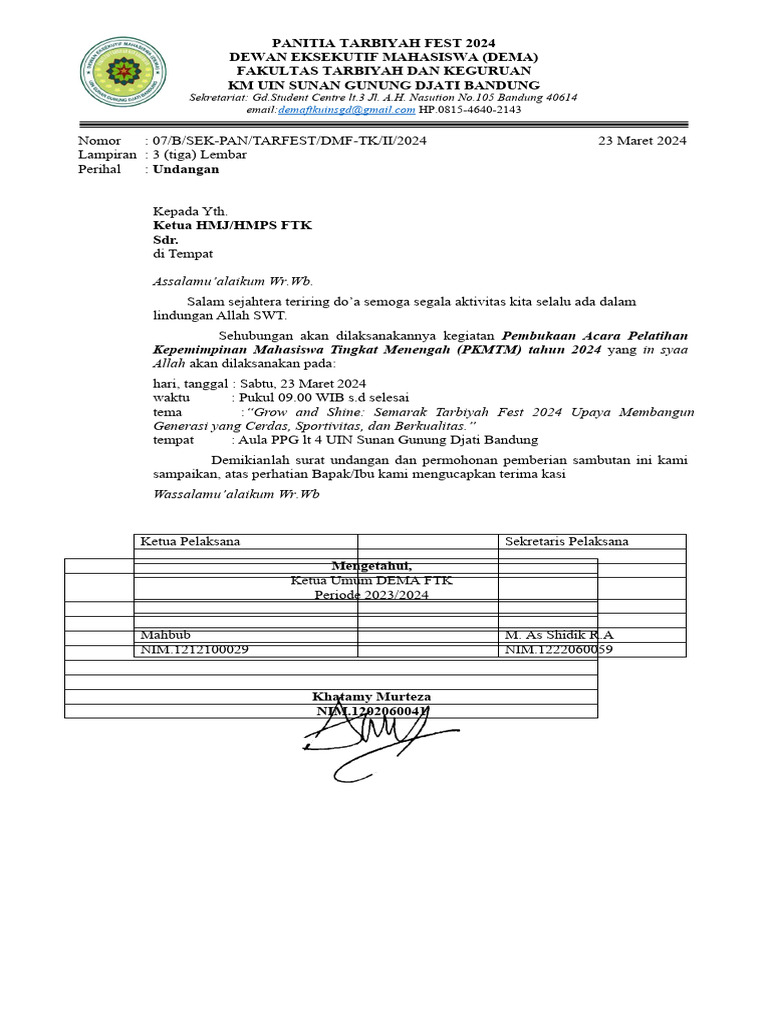 Surat Undangan HMJ | PDF