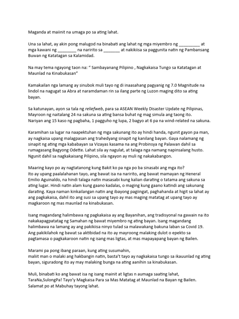 Speech National Disaster Resilience Month | PDF