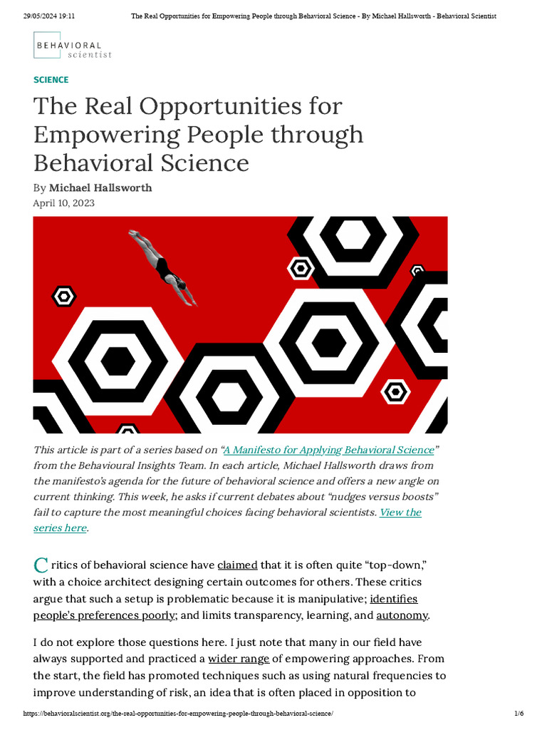 The Real Opportunities For Empowering People Through Behavioral Science ...