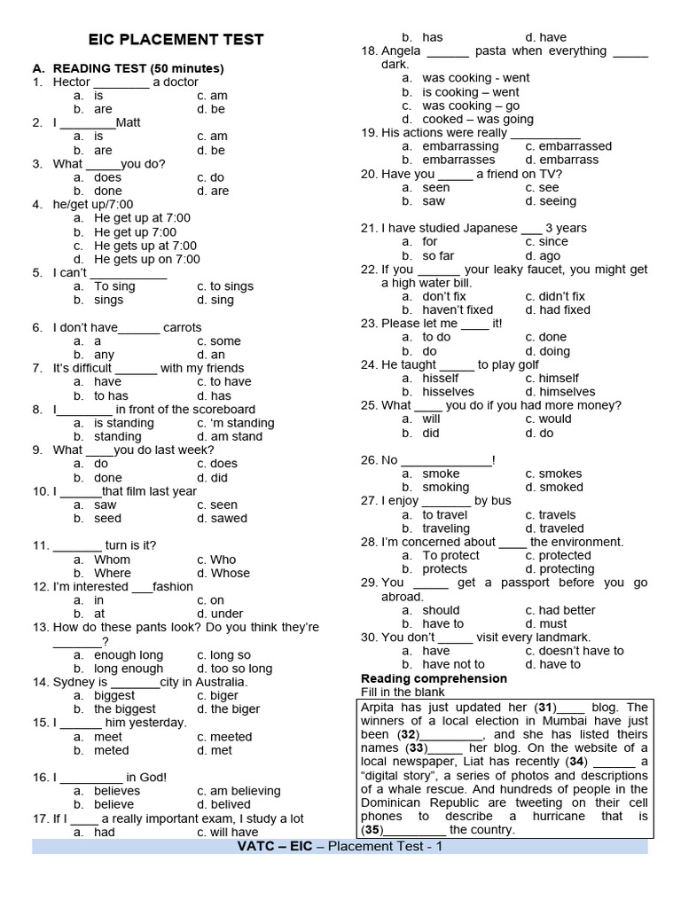 EIC Multi Test | PDF