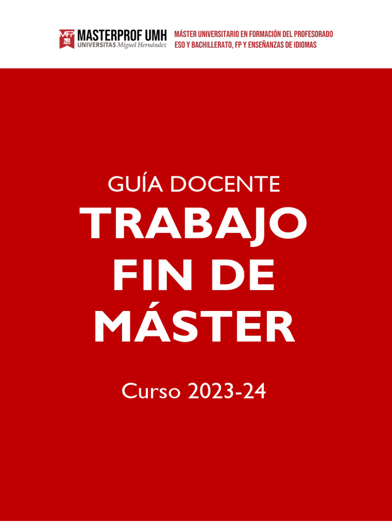 Guía Docente TFM MFP UMH Fases 1 | PDF | Aprendizaje | Enseñando