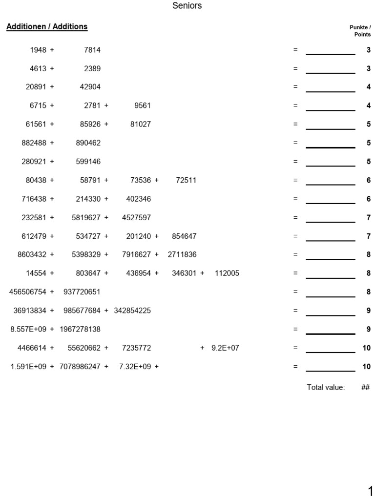 Math Exercises for Seniors | PDF | Arithmetic | Elementary Mathematics