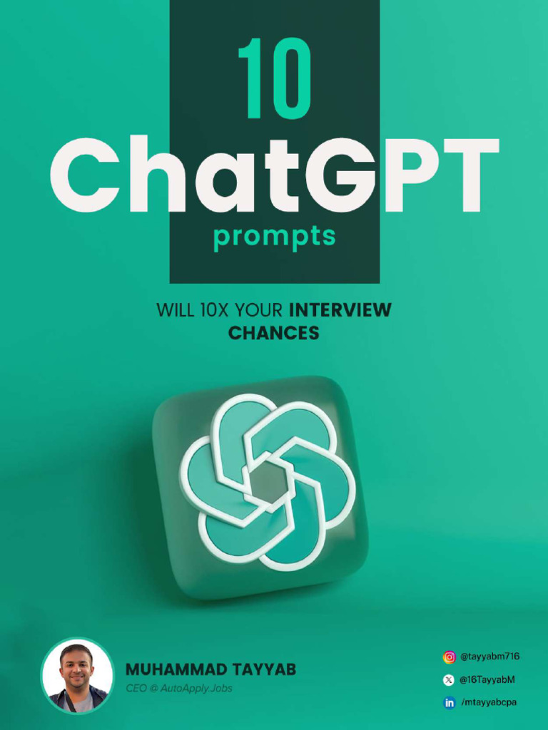 10 Powerful ChatGPT Prompts To 10X Your Interview Chances | PDF