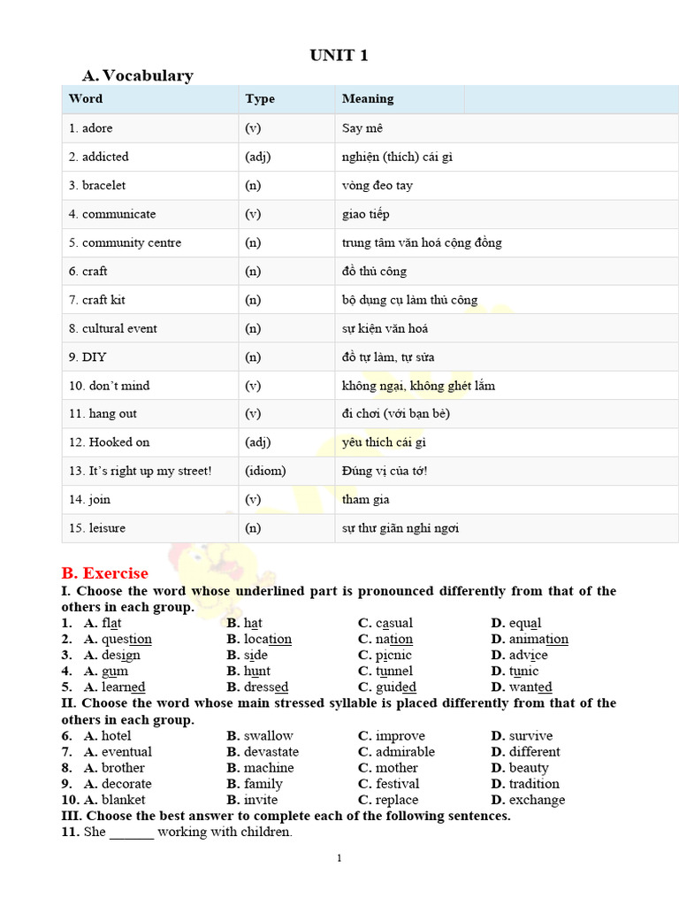 UNIT 1. LEISURE ACTIVITIES | PDF | Crossword