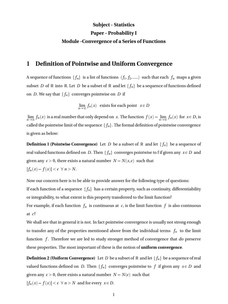 1522152701ConvergenceofFunctions | PDF | Limit (Mathematics) | Continuous Function