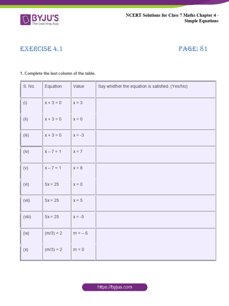 Ncert Solutions For Class 7 Maths 5may Chapter 4 Simple Equations | PDF ...