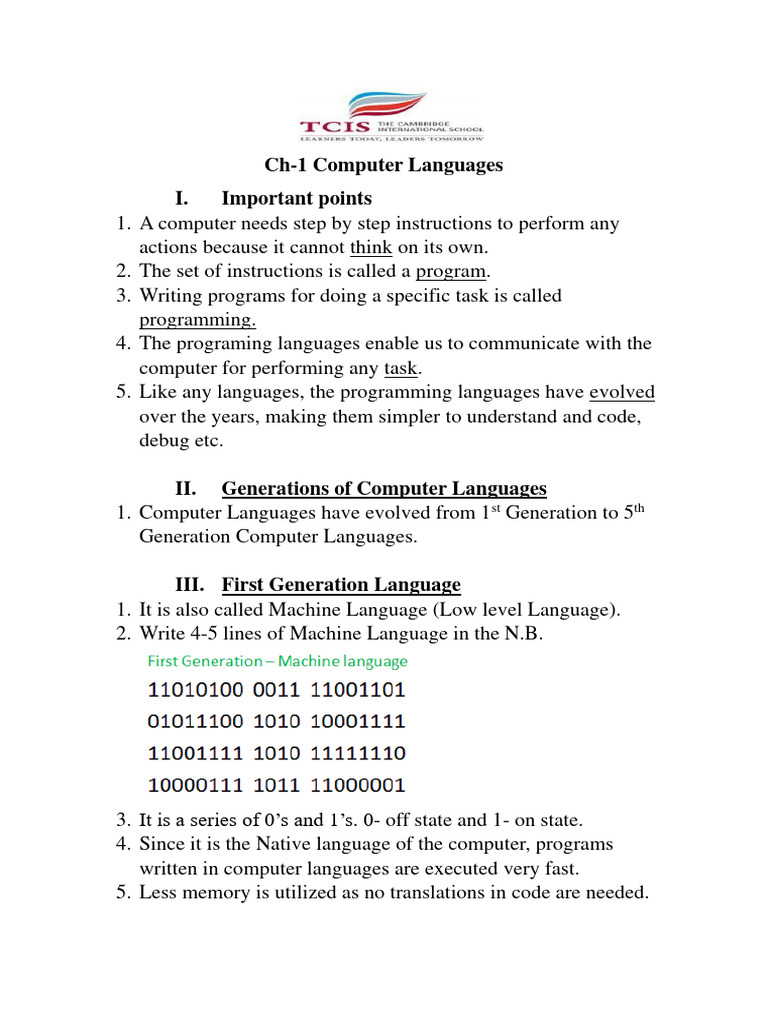 CH-1 Computer Languages | Download Free PDF | Assembly Language | Computer Program