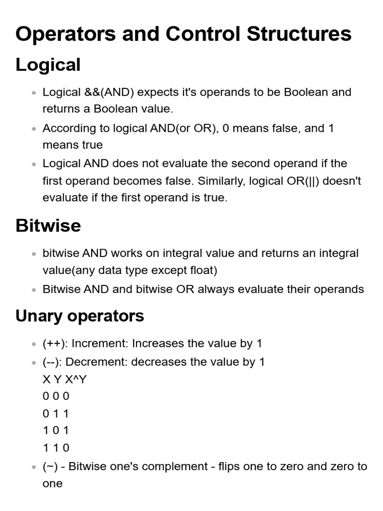 Operators and Control Structures | Download Free PDF | Control Flow ... Operators and Control Structures | Download Free PDF | Control Flow ...
