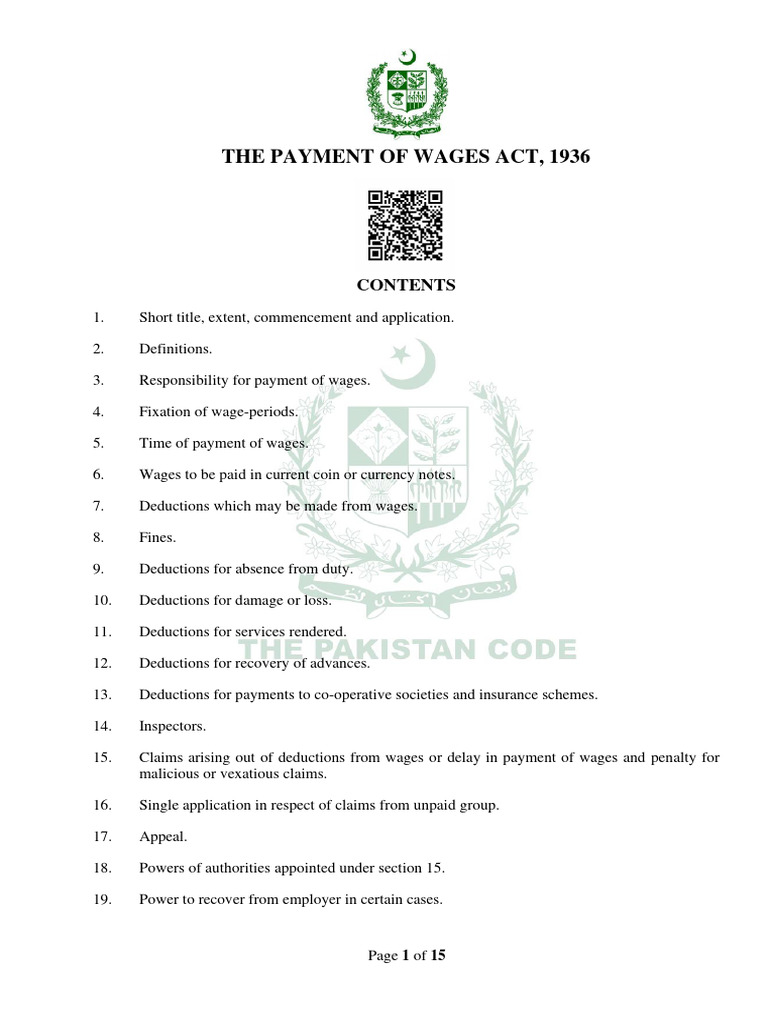 Payment of Wages Act 1936 | PDF | Employment | Fine (Penalty)