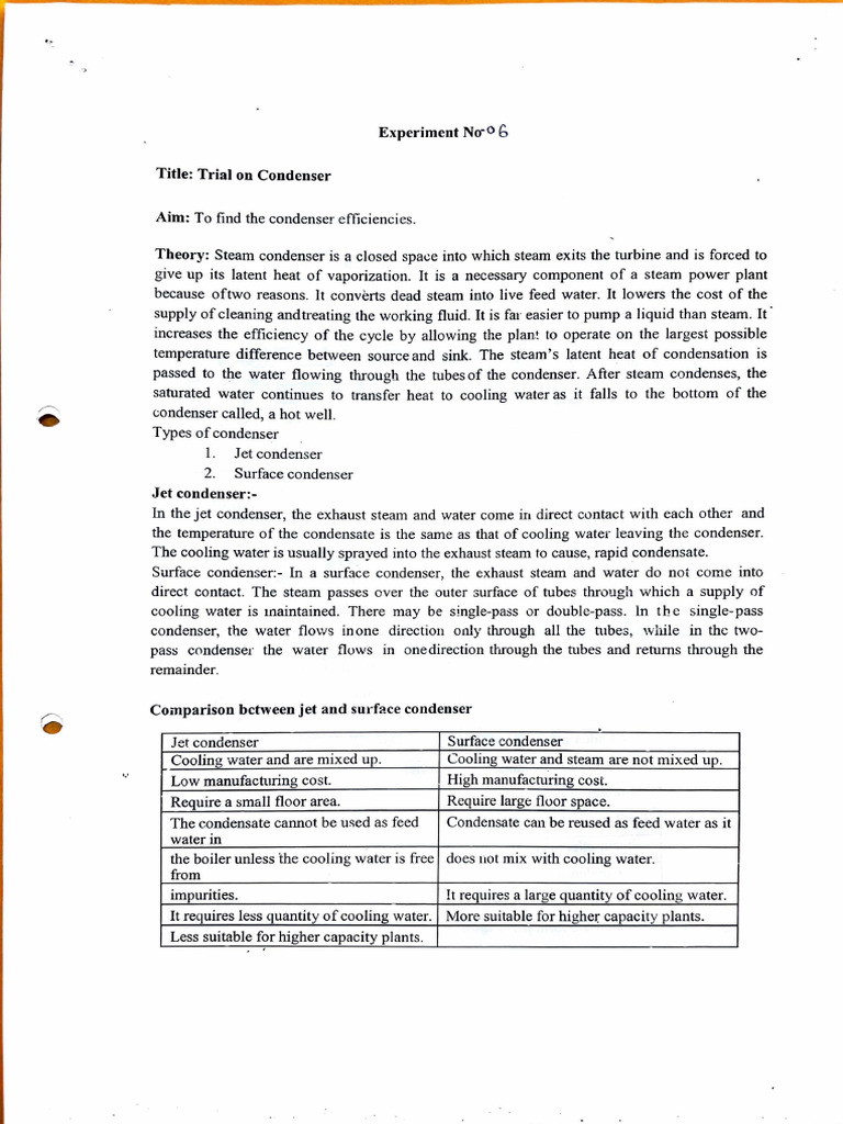 Condenser Efficiency Experiment (SGT) | PDF | Steam | Water