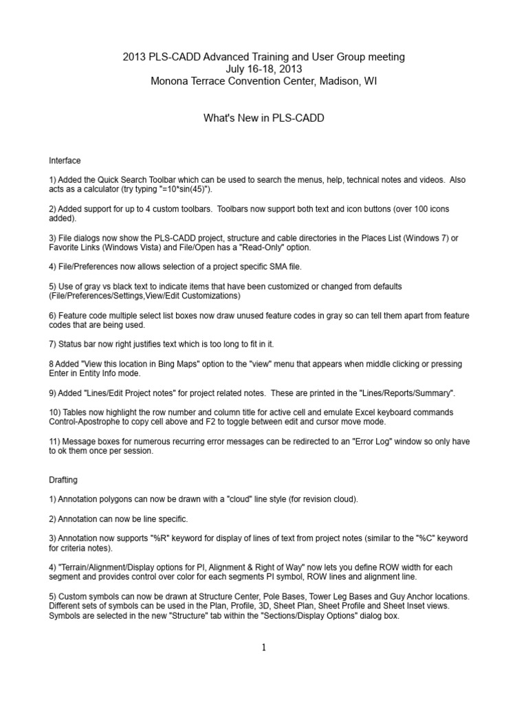 Whats New in PLS-CADD Handout | PDF | Menu (Computing) | Mathematical Optimization