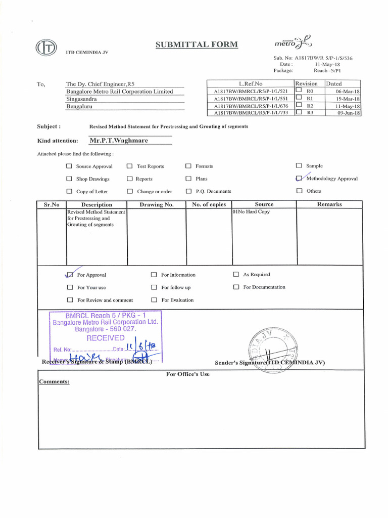 Method statement prestressing & Grouting of Segments | PDF