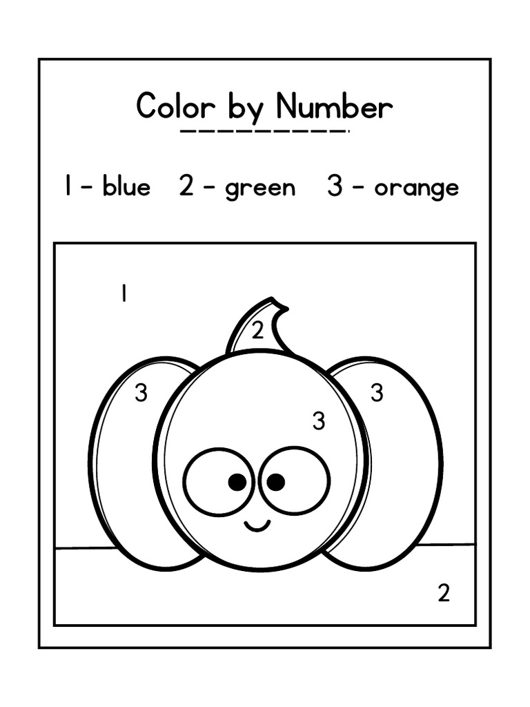 Black and White Simple Pumpkin Color by Number Worksheet | PDF