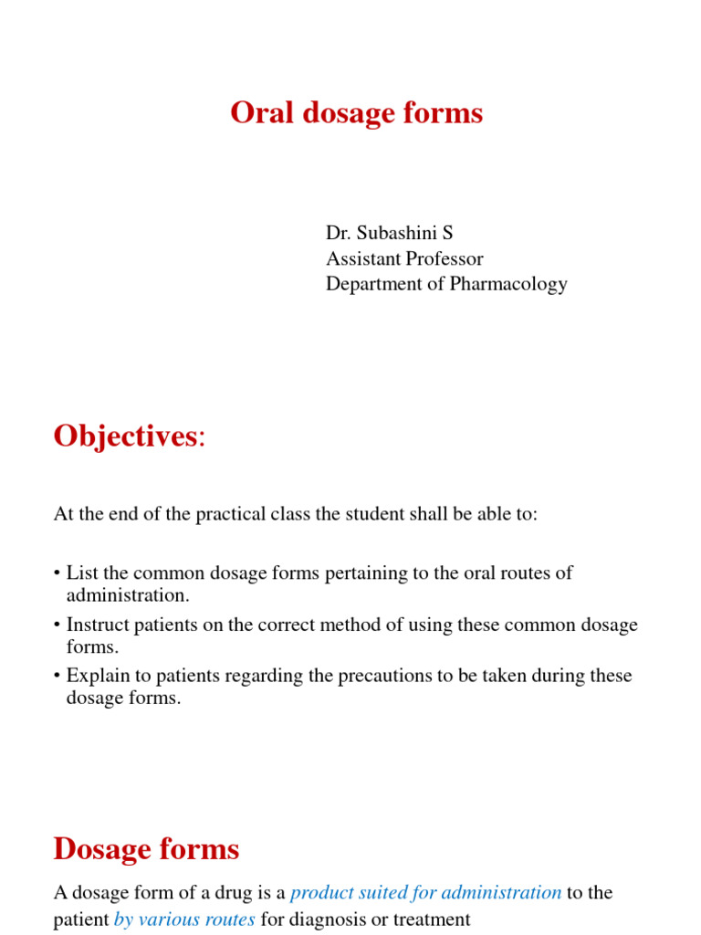 Oral Dosage Forms | Download Free PDF | Tablet (Pharmacy) | Pharmacology