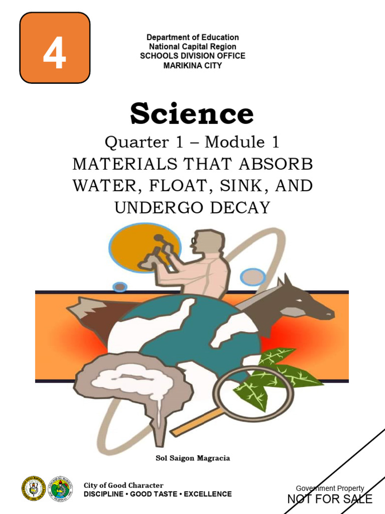 Sci4 Q1 M1 Matter Materials That Absorb Water Float Sink And