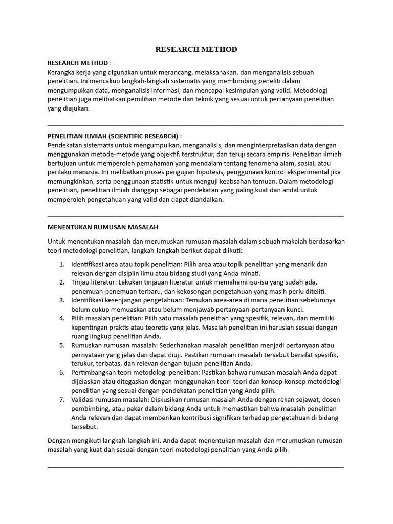 Rangkuman Research Method | PDF | Karier & Perkembangan