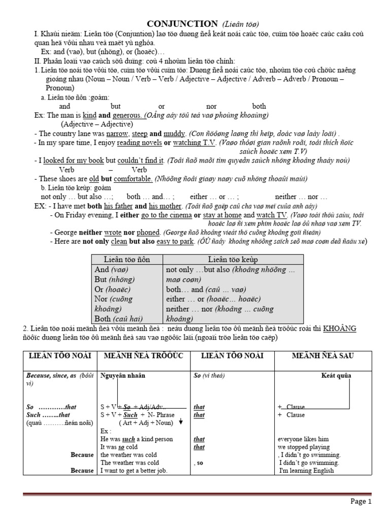 Connectors Conjunctions TN THPT | PDF | Verb | Adjective