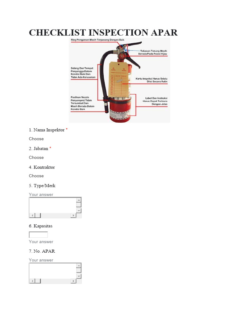Checklist Inspection | PDF
