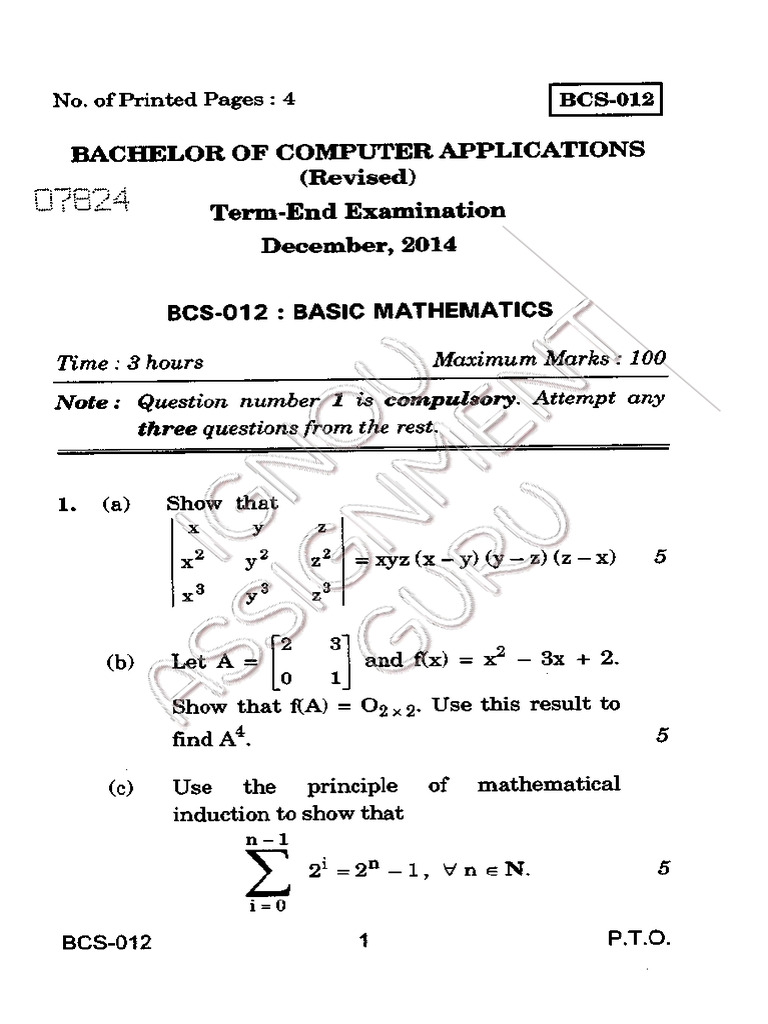 BCS-012-D14 - Compressed | PDF | Mathematical Analysis | Mathematical Concepts