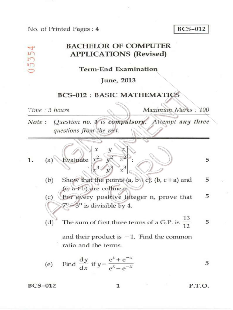 BCS-012 - Compressed1 | PDF | Mathematics | Algebra