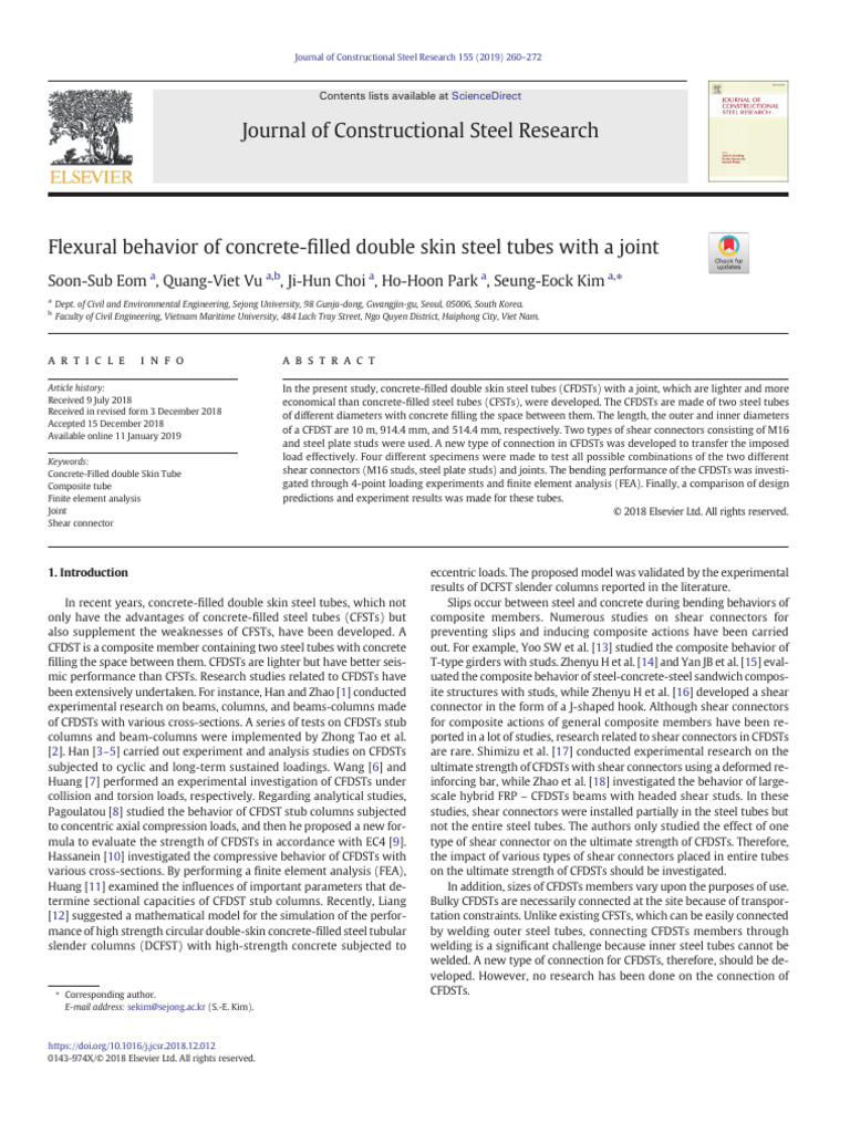 Beam CFDST 1 | PDF | Strength Of Materials | Bending