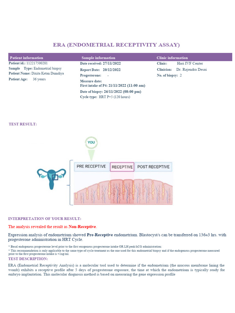 ERA Sample Report | Download Free PDF | Reproductive System | Endocrine ...