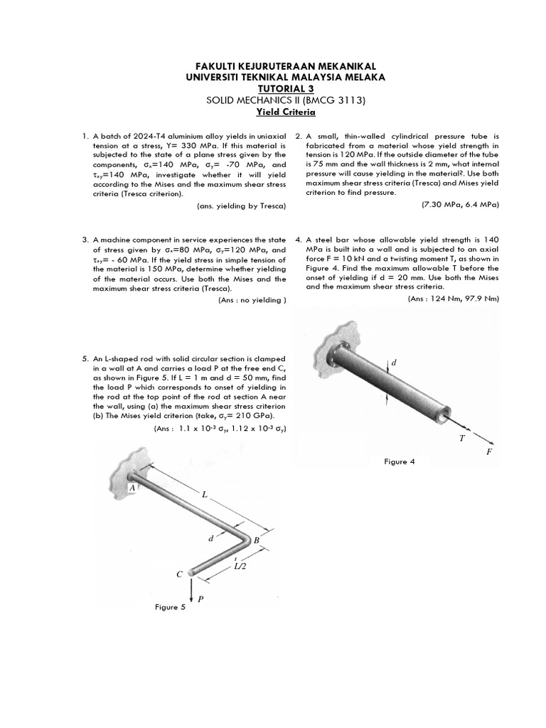 Tut 3 Yield Criteria | Download Free PDF | Yield (Engineering) | Stress (Mechanics)