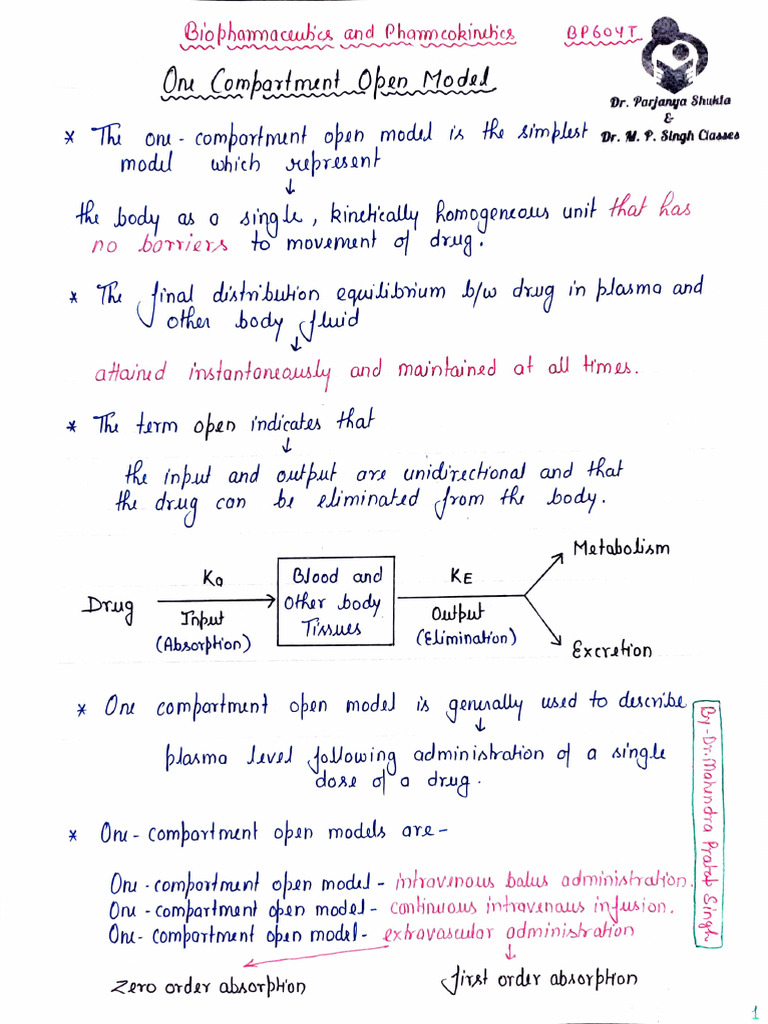 Intravenous Bolus Administration One Compartment Open Model | PDF