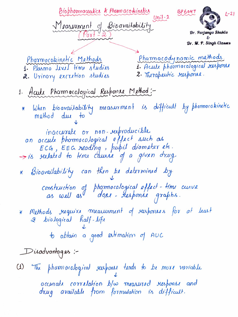 Measurement of Bioavailability Part-2were | PDF