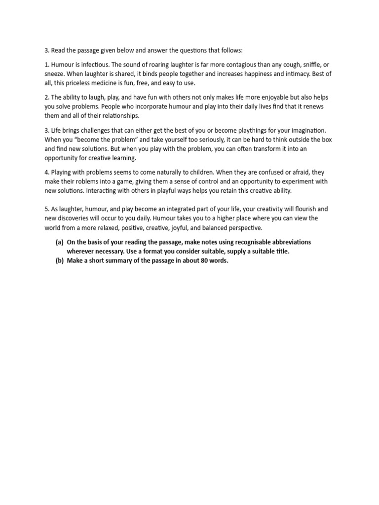 Note Making Passage 1 | PDF