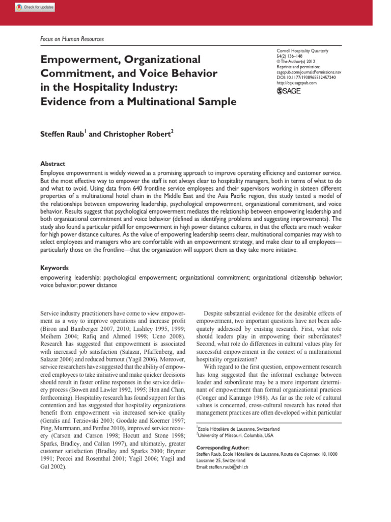 Empowerment, Organizational Commitment, and Voice Behavior in The ...