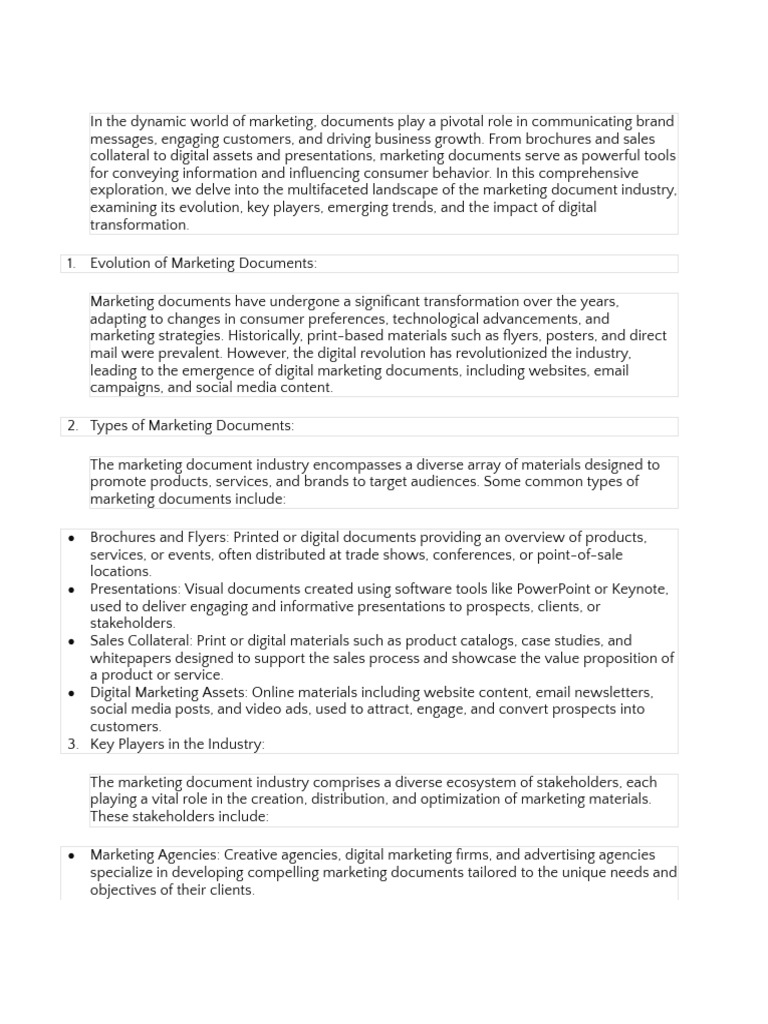 Marketing Document Industry Overview | PDF | Digital Marketing | Marketing