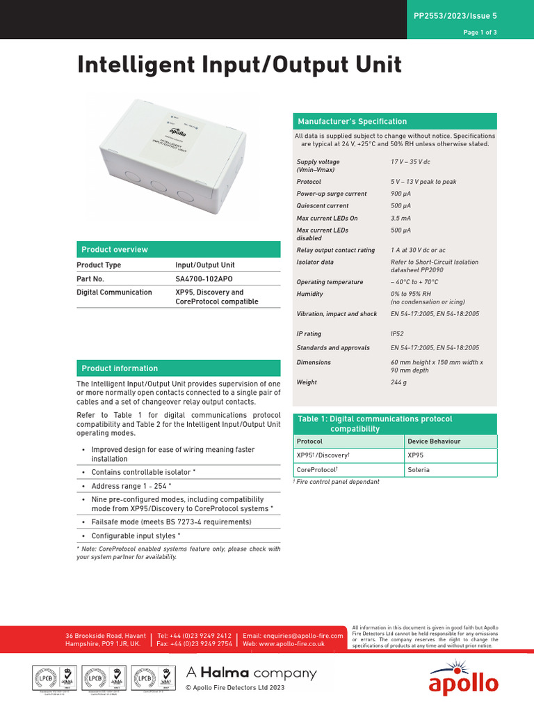 PP2553 Intelligent Input_Output Unit Datasheet | PDF | Relay | Switch