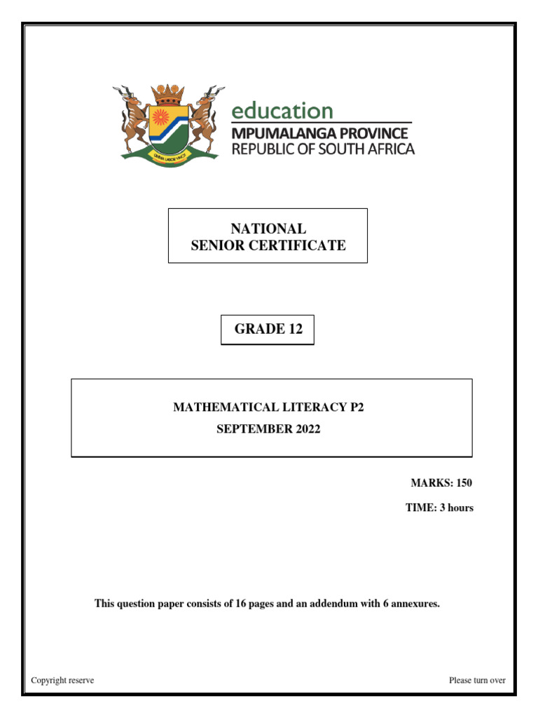 MPU Maths Lit P2 QP Sept 2022 FINAL DBE Moderated | PDF | Volume | Area