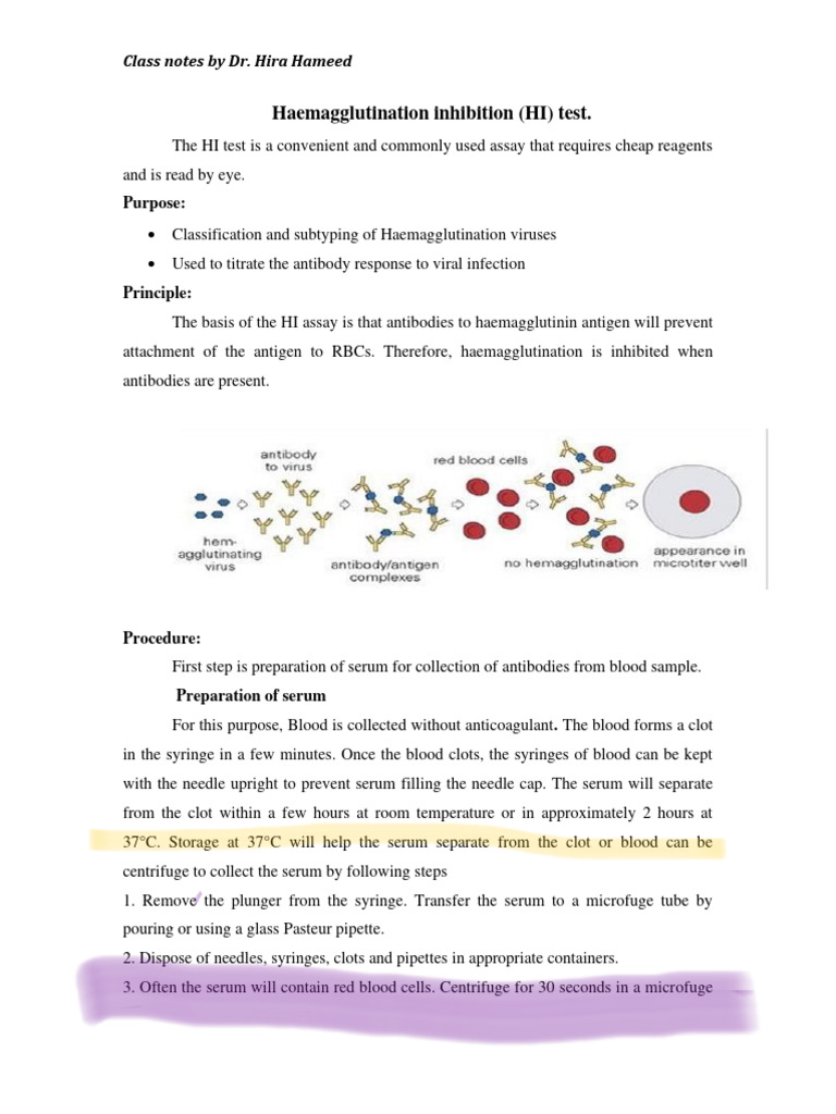HI Test | PDF | Blood Plasma | Medical Specialties