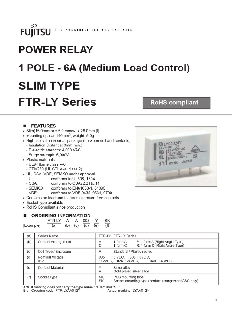 Datasheet - HK Ftr-Lyaa012v 2646193 | PDF | Manufactured Goods | Electrical Components