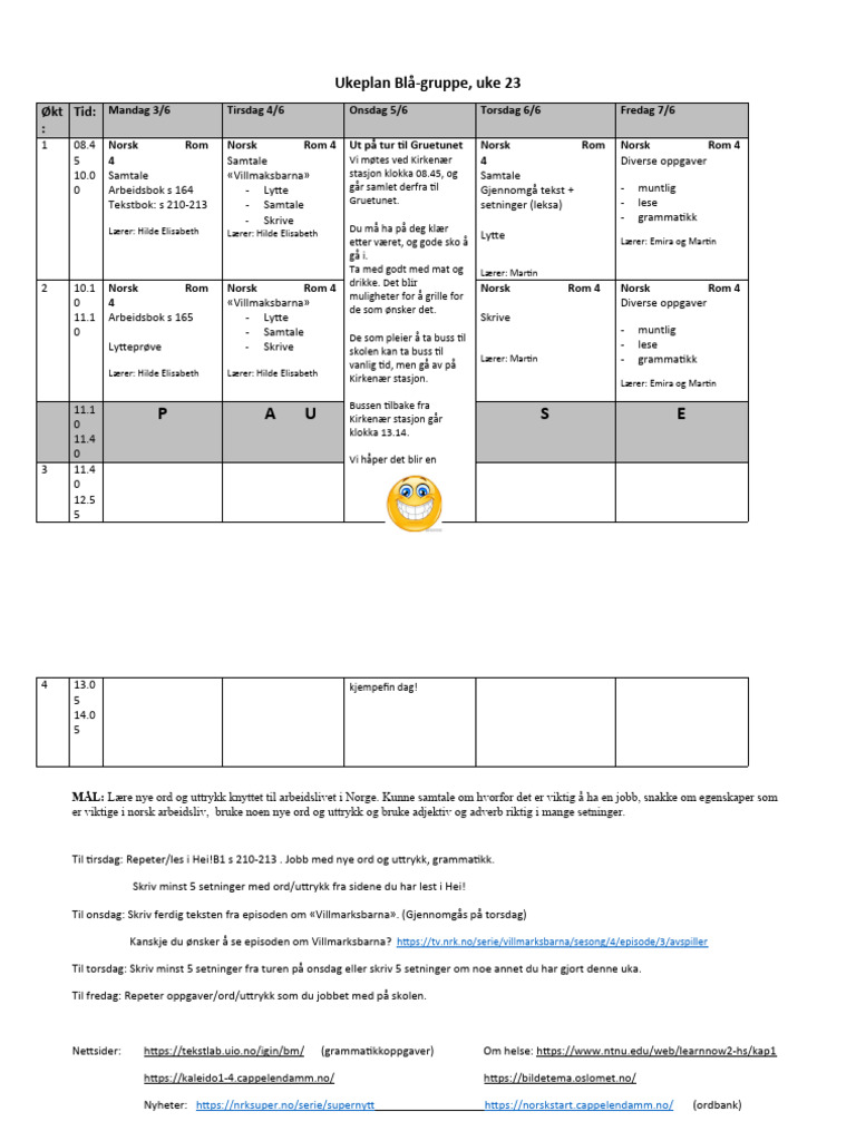 Ukeplan Uke 23 BLÅ | PDF