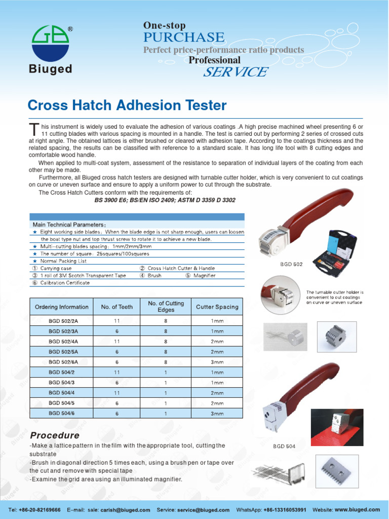 Service: Cross Hatch Adhesion Tester | PDF