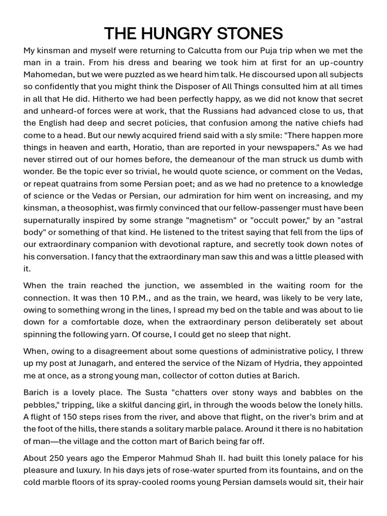 THE HUNGRY STONES - Story | PDF