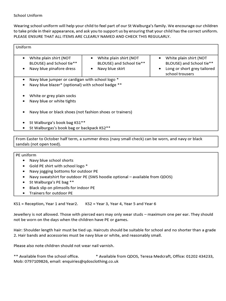 School Uniform Policy 2021 Final | PDF