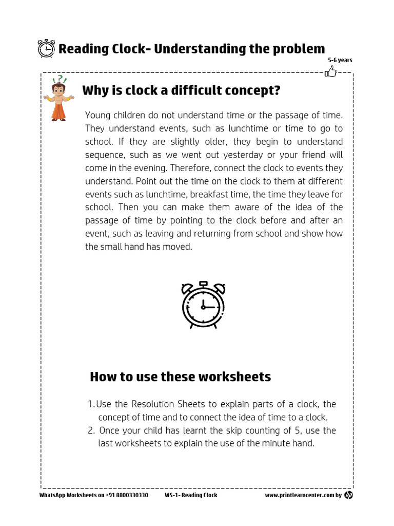 Reading A Clock 5 To 6 Yrs | PDF | Clock