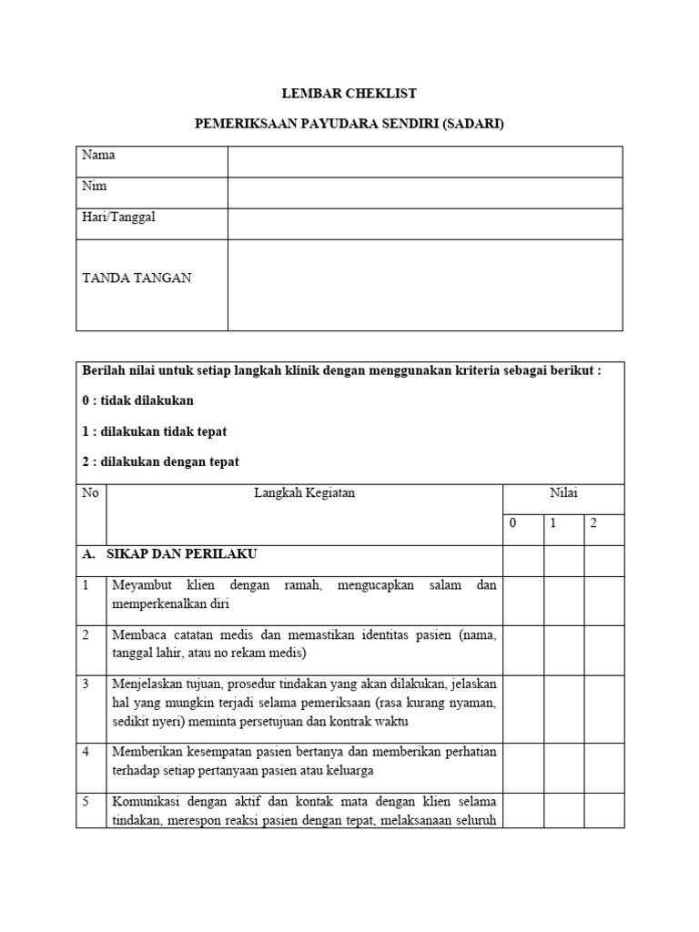 Contoh Ceklist Dan Jobseet | PDF | Pengembangan Diri | Kesehatan Holistik